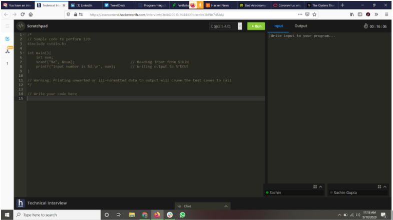 Giving an interview on FaceCode